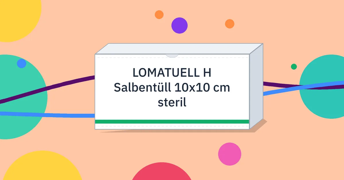 Symbolbild: Packung mit der Aufschrift LOMATUELL H Salbentüll 10x10 cm steril (PZN 17163864) – Verfügbarkeit und Bezug in Apotheken in Frankfurt am Main
