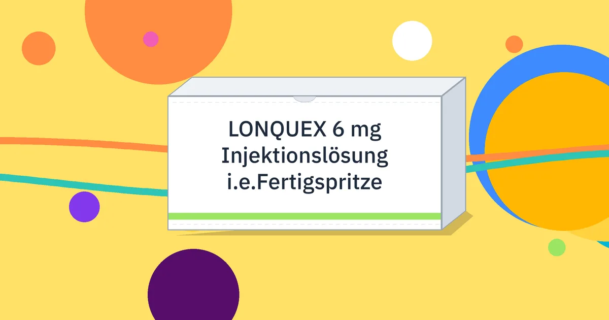 Symbolbild: Packung mit der Aufschrift LONQUEX 6 mg Injektionslösung i.e.Fertigspritze (PZN 10735553) – Verfügbarkeit und Bezug in Apotheken in Frankfurt am Main