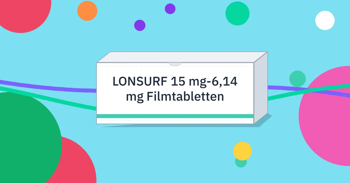 Symbolbild: Packung mit der Aufschrift LONSURF 15 mg-6,14 mg Filmtabletten (PZN 17248796) – Verfügbarkeit und Bezug in Apotheken in Frankfurt am Main