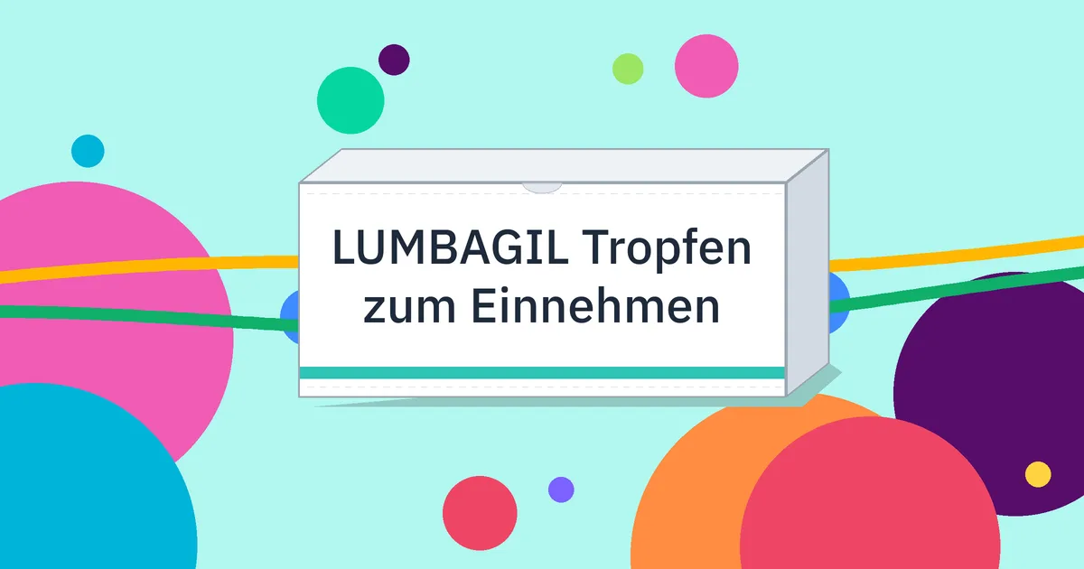 Symbolbild: Packung mit der Aufschrift LUMBAGIL Tropfen zum Einnehmen (PZN 16031847) – Verfügbarkeit und Bezug in Apotheken in Frankfurt am Main