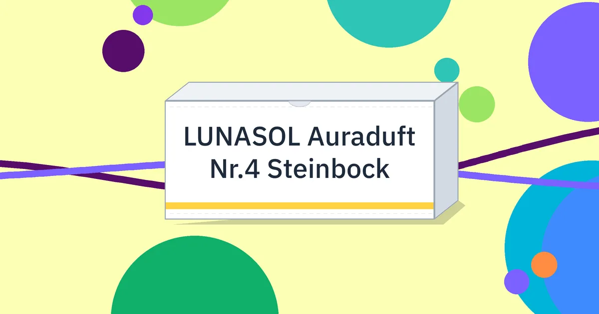 Symbolbild: Packung mit der Aufschrift LUNASOL Auraduft Nr.4 Steinbock (PZN 20060240) – Verfügbarkeit und Bezug in Apotheken in Frankfurt am Main
