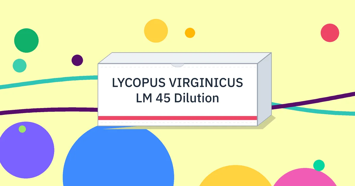 Symbolbild: Packung mit der Aufschrift LYCOPUS VIRGINICUS LM 45 Dilution (PZN 13538741) – Verfügbarkeit und Bezug in Apotheken in Frankfurt am Main