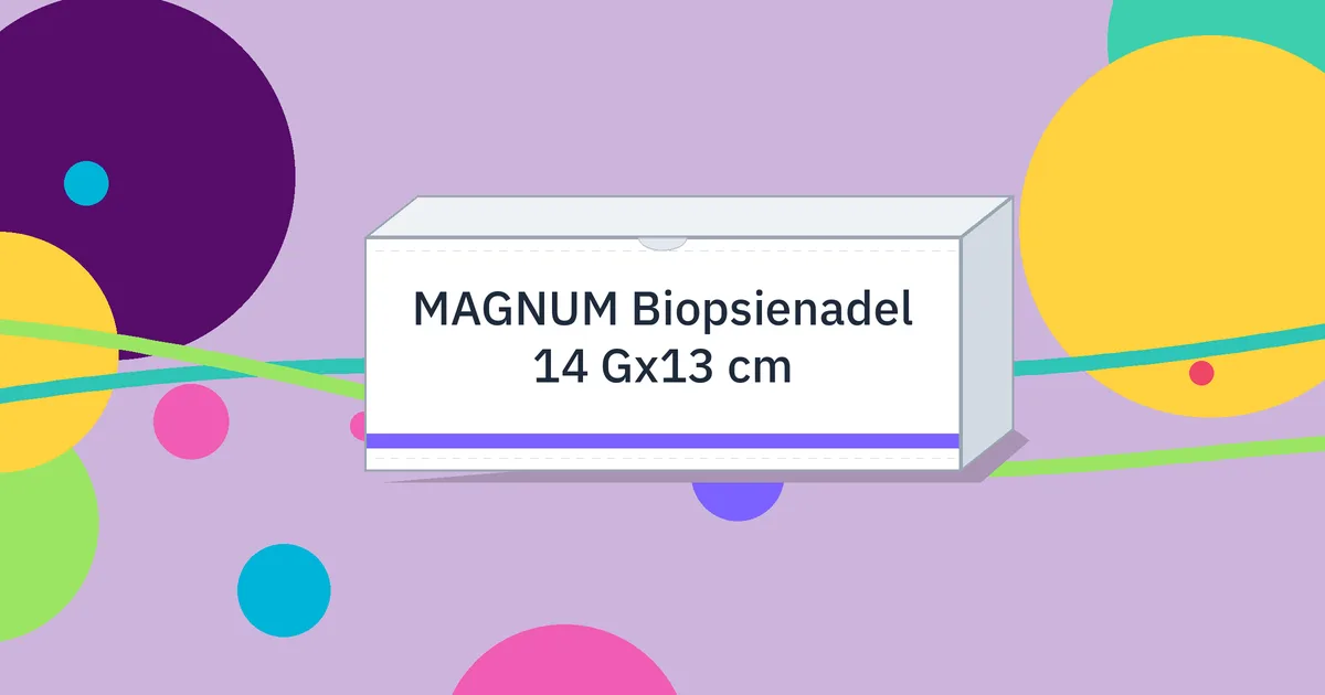 Symbolbild: Packung mit der Aufschrift MAGNUM Biopsienadel 14 Gx13 cm (PZN 03405163) – Verfügbarkeit und Bezug in Apotheken in Frankfurt am Main