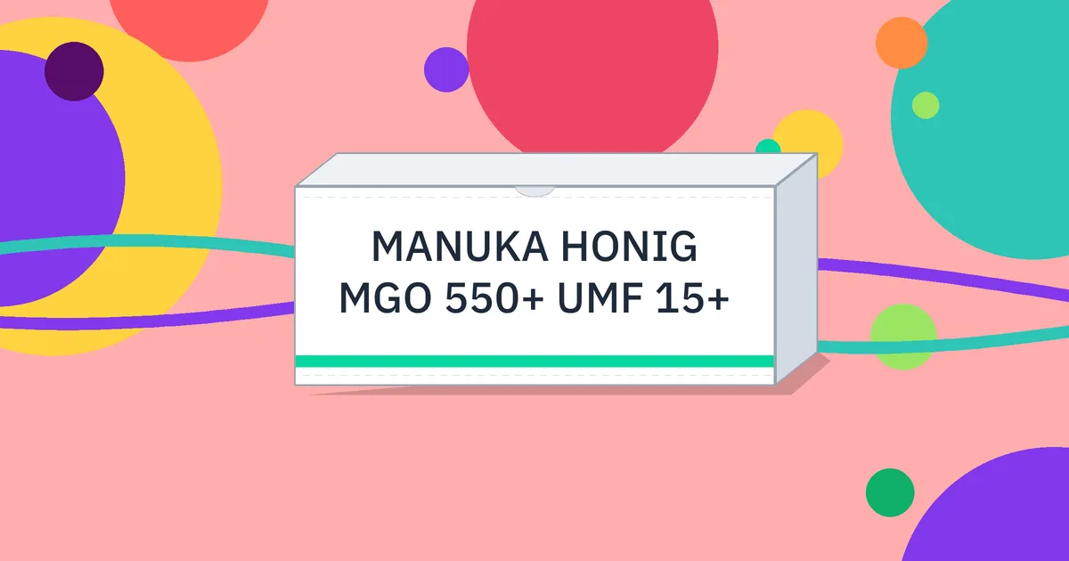 Symbolbild: Packung mit der Aufschrift MANUKA HONIG MGO 550+ UMF 15+ (PZN 20860986) – Verfügbarkeit und Bezug in Apotheken in Frankfurt am Main
