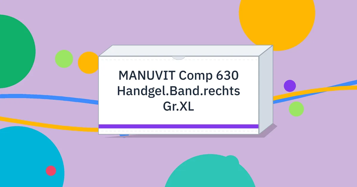 Symbolbild: Packung mit der Aufschrift MANUVIT Comp 630 Handgel.Band.rechts Gr.XL (PZN 09403768) – Verfügbarkeit und Bezug in Apotheken in Frankfurt am Main