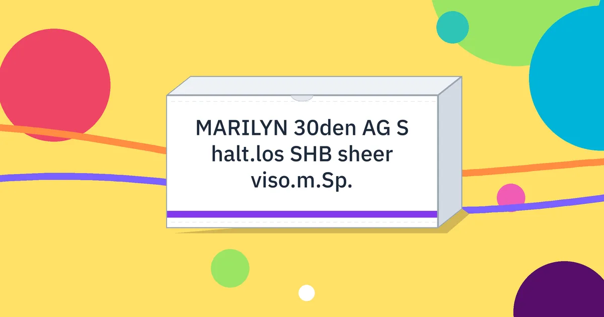 Symbolbild: Packung mit der Aufschrift MARILYN 30den AG S halt.los SHB sheer viso.m.Sp. (PZN 16186432) – Verfügbarkeit und Bezug in Apotheken in Frankfurt am Main