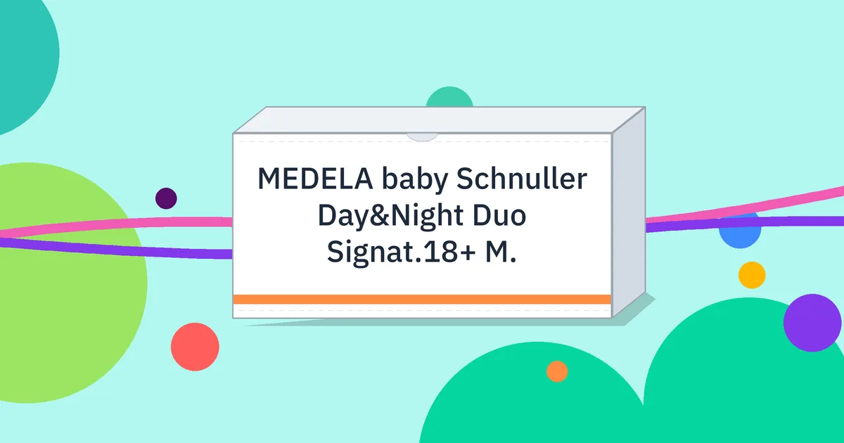 Symbolbild: Packung mit der Aufschrift MEDELA baby Schnuller Day&Night Duo Signat.18+ M. (PZN 17256838) – Verfügbarkeit und Bezug in Apotheken in Frankfurt am Main