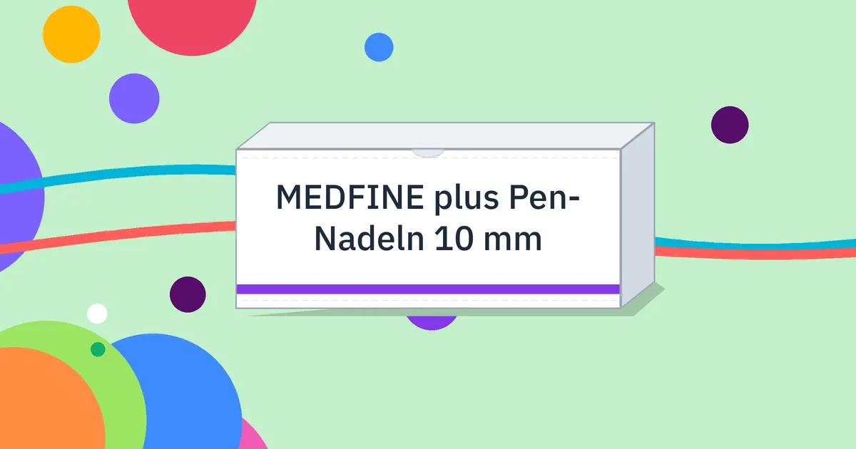 Symbolbild: Packung mit der Aufschrift MEDFINE plus Pen-Nadeln 10 mm (PZN 14414001) – Verfügbarkeit und Bezug in Apotheken in Frankfurt am Main