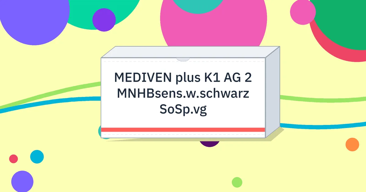 Symbolbild: Packung mit der Aufschrift MEDIVEN plus K1 AG 2 MNHBsens.w.schwarz SoSp.vg (PZN 16073254) – Verfügbarkeit und Bezug in Apotheken in Frankfurt am Main