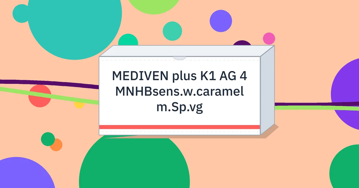 Symbolbild: Packung mit der Aufschrift MEDIVEN plus K1 AG 4 MNHBsens.w.caramel m.Sp.vg (PZN 16072993) – Verfügbarkeit und Bezug in Apotheken in Frankfurt am Main