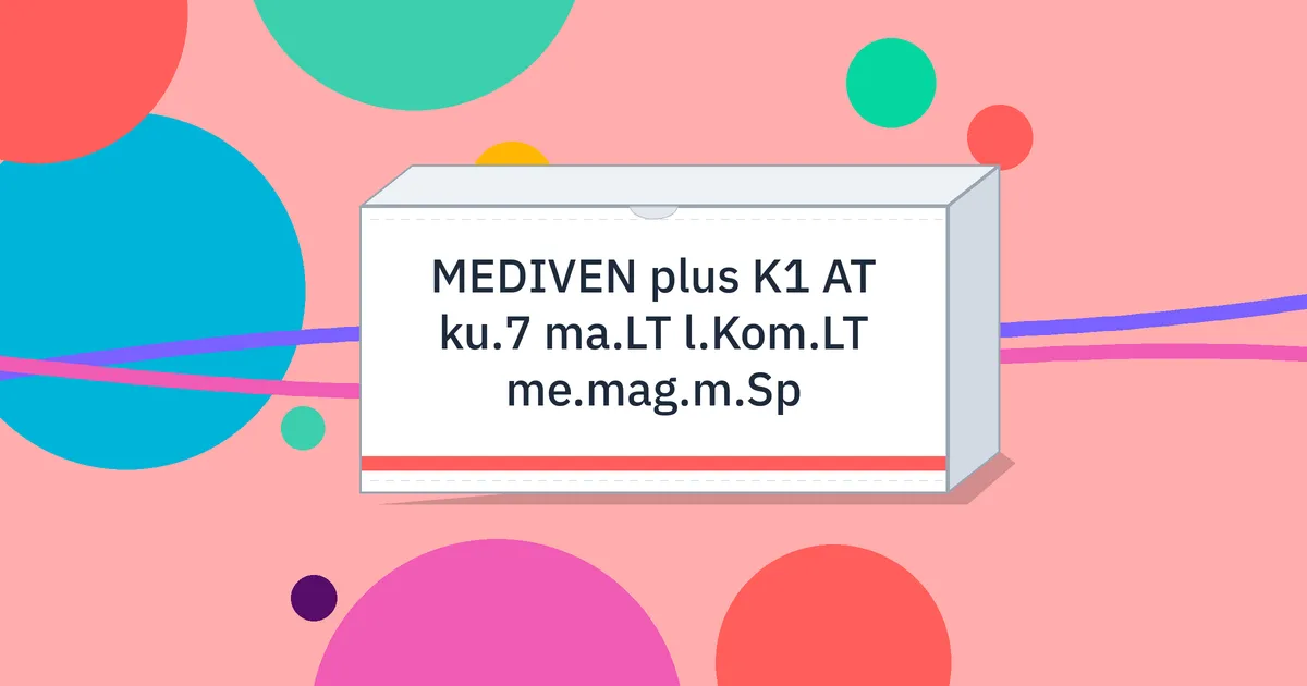 Symbolbild: Packung mit der Aufschrift MEDIVEN plus K1 AT ku.7 ma.LT l.Kom.LT me.mag.m.Sp (PZN 15072229) – Verfügbarkeit und Bezug in Apotheken in Frankfurt am Main