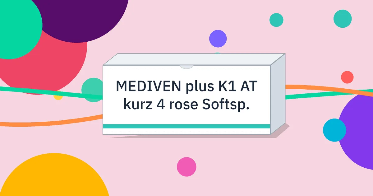 Symbolbild: Packung mit der Aufschrift MEDIVEN plus K1 AT kurz 4 rose Softsp. (PZN 15026732) – Verfügbarkeit und Bezug in Apotheken in Frankfurt am Main