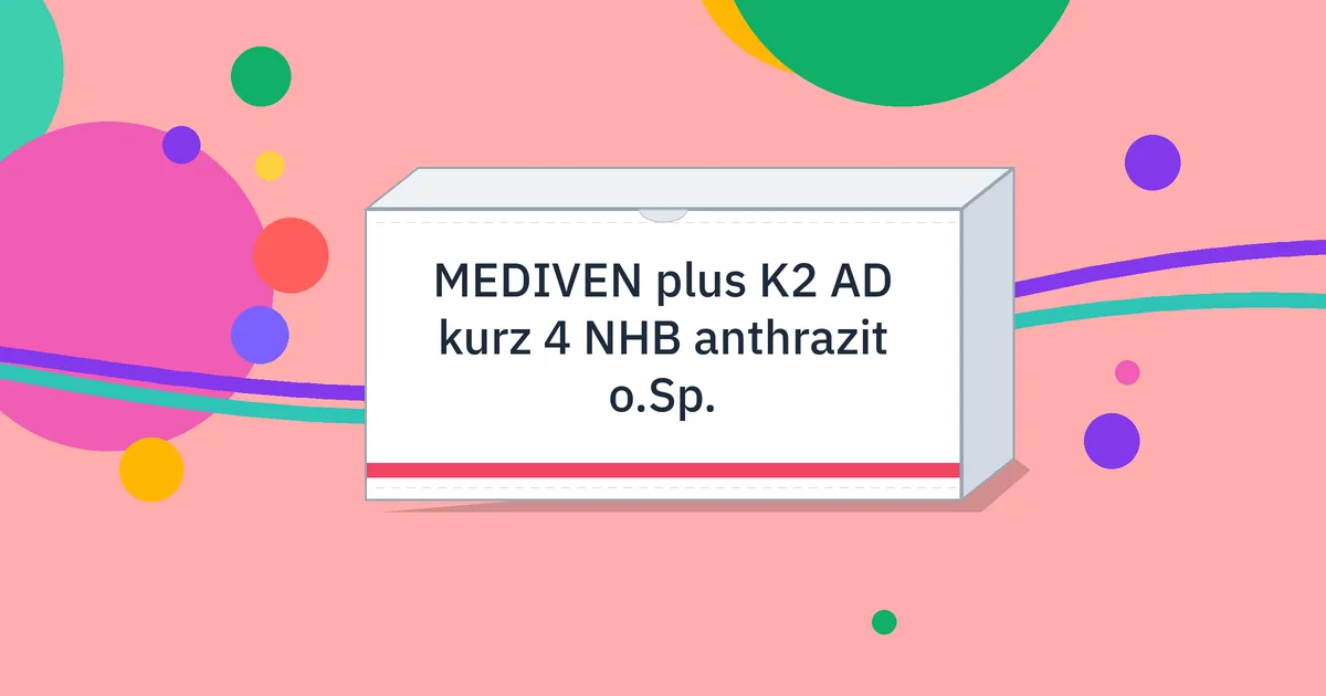 Symbolbild: Packung mit der Aufschrift MEDIVEN plus K2 AD kurz 4 NHB anthrazit o.Sp. (PZN 15924678) – Verfügbarkeit und Bezug in Apotheken in Frankfurt am Main