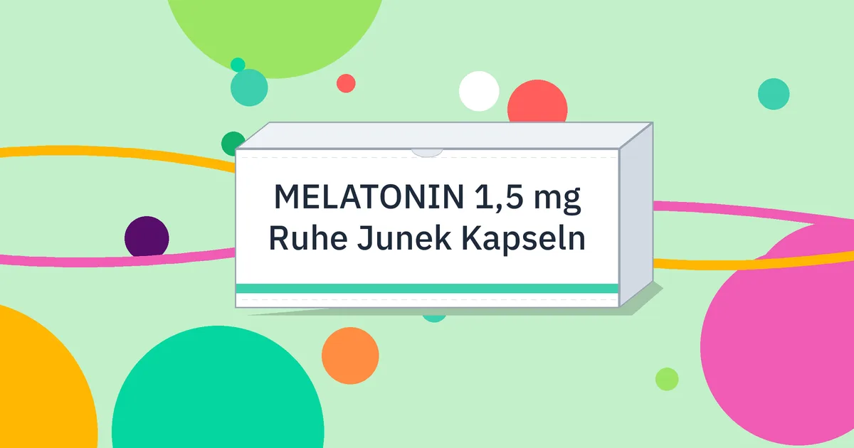 Symbolbild: Packung mit der Aufschrift MELATONIN 1,5 mg Ruhe Junek Kapseln (PZN 17900050) – Verfügbarkeit und Bezug in Apotheken in Frankfurt am Main