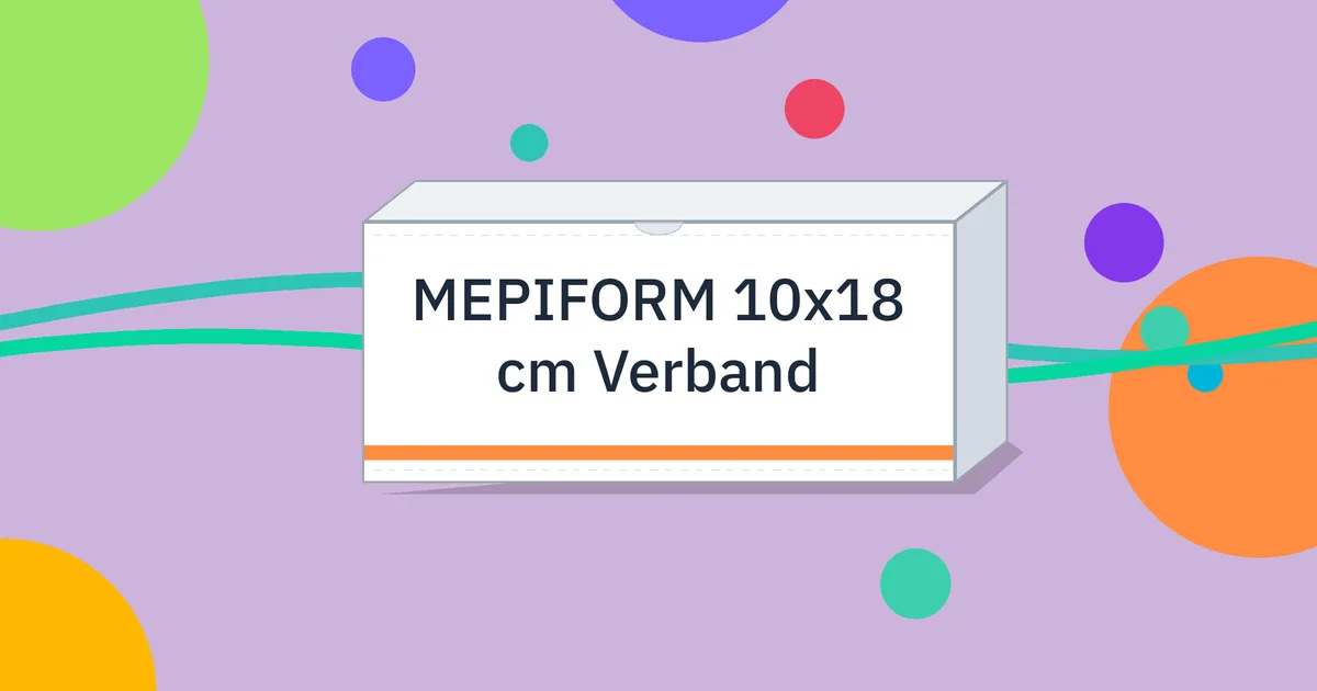 Symbolbild: Packung mit der Aufschrift MEPIFORM 10x18 cm Verband (PZN 04040462) – Verfügbarkeit und Bezug in Apotheken in Frankfurt am Main