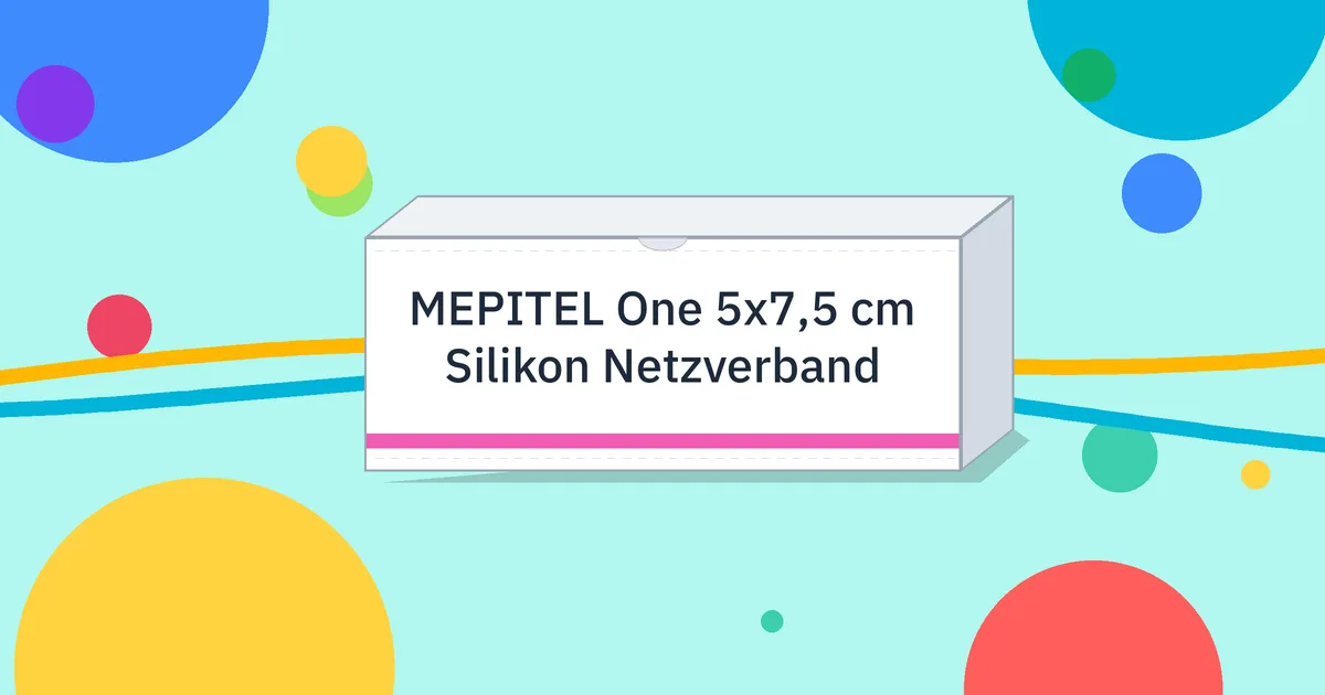 Symbolbild: Packung mit der Aufschrift MEPITEL One 5x7,5 cm Silikon Netzverband (PZN 12397540) – Verfügbarkeit und Bezug in Apotheken in Frankfurt am Main