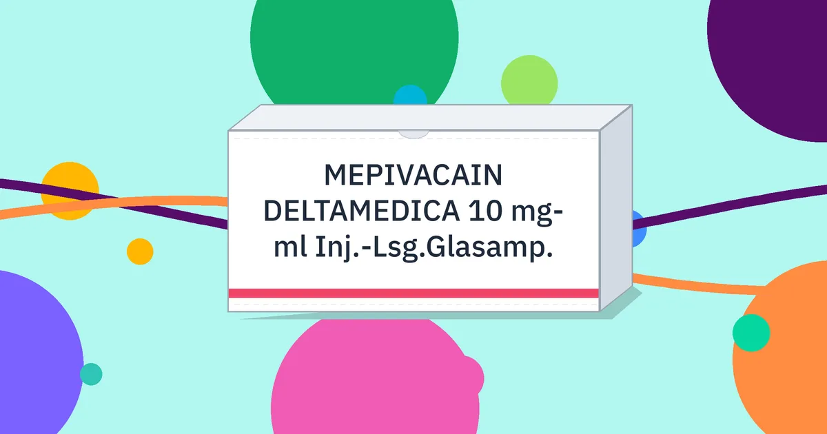 Symbolbild: Packung mit der Aufschrift MEPIVACAIN DELTAMEDICA 10 mg-ml Inj.-Lsg.Glasamp. (PZN 09220387) – Verfügbarkeit und Bezug in Apotheken in Frankfurt am Main