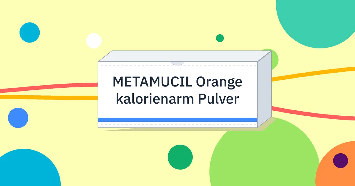 Symbolbild: Packung mit der Aufschrift METAMUCIL Orange kalorienarm Pulver (PZN 00067286) – Verfügbarkeit und Bezug in Apotheken in Frankfurt am Main
