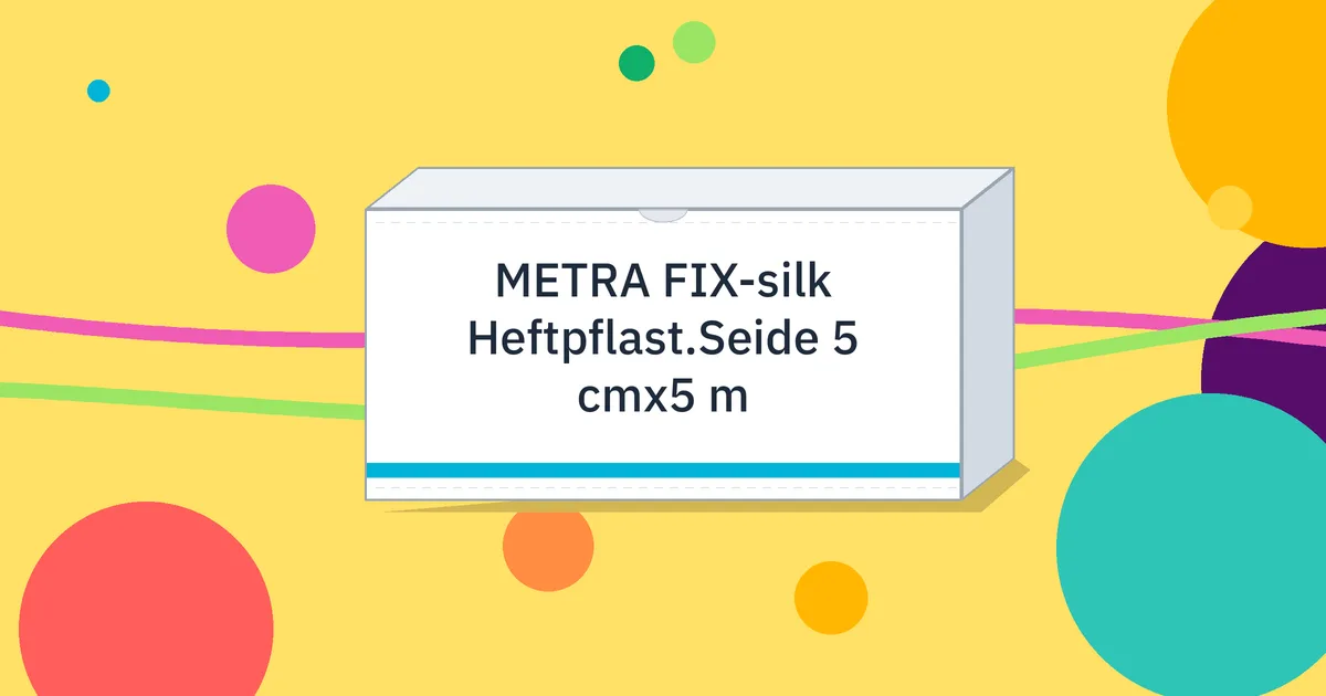 Symbolbild: Packung mit der Aufschrift METRA FIX-silk Heftpflast.Seide 5 cmx5 m (PZN 07771806) – Verfügbarkeit und Bezug in Apotheken in Frankfurt am Main