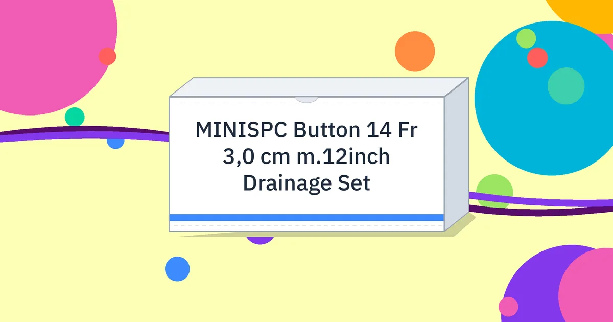 Symbolbild: Packung mit der Aufschrift MINISPC Button 14 Fr 3,0 cm m.12inch Drainage Set (PZN 20820656) – Verfügbarkeit und Bezug in Apotheken in Frankfurt am Main