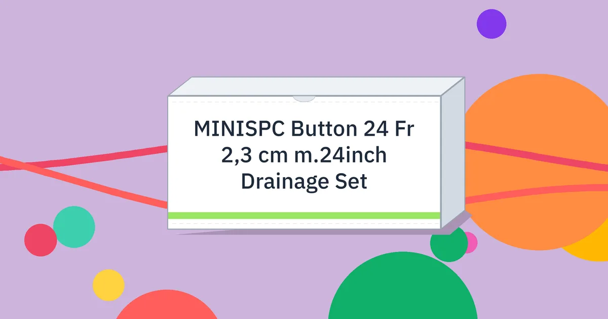 Symbolbild: Packung mit der Aufschrift MINISPC Button 24 Fr 2,3 cm m.24inch Drainage Set (PZN 20822483) – Verfügbarkeit und Bezug in Apotheken in Frankfurt am Main