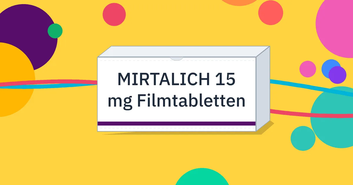 Symbolbild: Packung mit der Aufschrift MIRTALICH 15 mg Filmtabletten (PZN 02817656) – Verfügbarkeit und Bezug in Apotheken in Frankfurt am Main