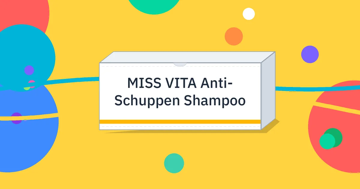 Symbolbild: Packung mit der Aufschrift MISS VITA Anti-Schuppen Shampoo (PZN 17584910) – Verfügbarkeit und Bezug in Apotheken in Frankfurt am Main