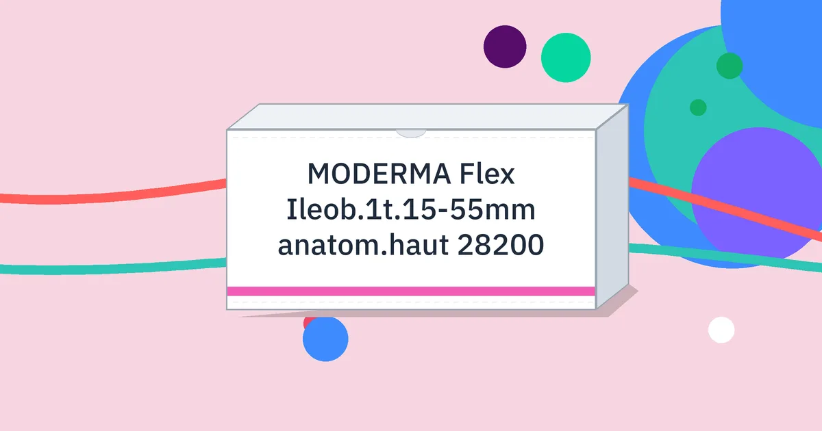 Symbolbild: Packung mit der Aufschrift MODERMA Flex Ileob.1t.15-55mm anatom.haut 28200 (PZN 04124093) – Verfügbarkeit und Bezug in Apotheken in Frankfurt am Main