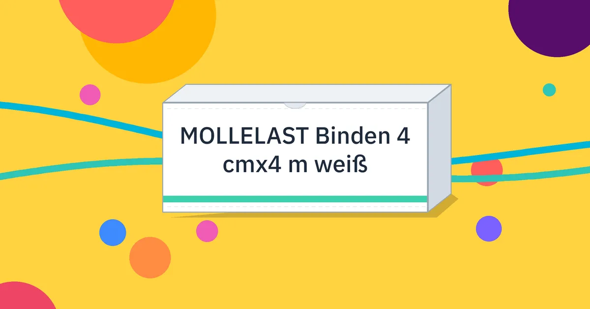 Symbolbild: Packung mit der Aufschrift MOLLELAST Binden 4 cmx4 m weiß (PZN 15430338) – Verfügbarkeit und Bezug in Apotheken in Frankfurt am Main