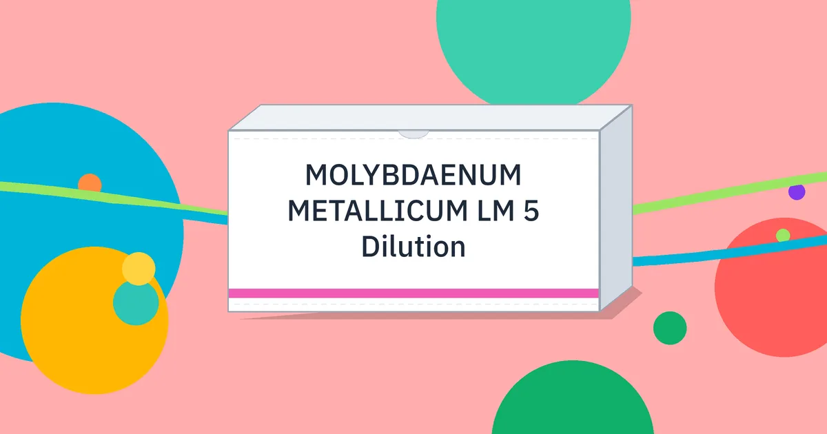 Symbolbild: Packung mit der Aufschrift MOLYBDAENUM METALLICUM LM 5 Dilution (PZN 13609725) – Verfügbarkeit und Bezug in Apotheken in Frankfurt am Main