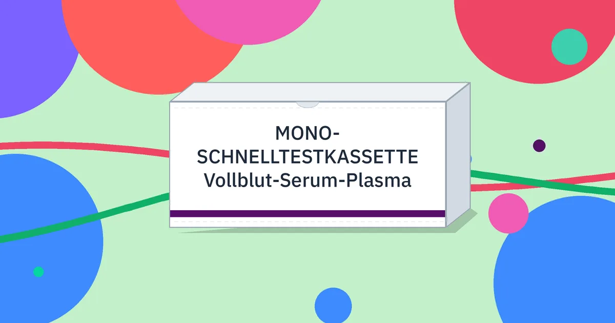 Symbolbild: Packung mit der Aufschrift MONO-SCHNELLTESTKASSETTE Vollblut-Serum-Plasma (PZN 19850758) – Verfügbarkeit und Bezug in Apotheken in Frankfurt am Main