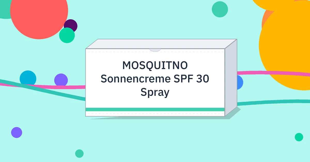 Symbolbild: Packung mit der Aufschrift MOSQUITNO Sonnencreme SPF 30 Spray (PZN 11663318) – Verfügbarkeit und Bezug in Apotheken in Frankfurt am Main