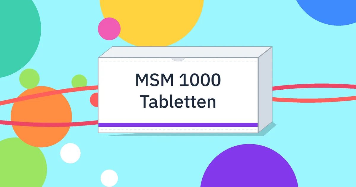 Symbolbild: Packung mit der Aufschrift MSM 1000 Tabletten (PZN 16044330) – Verfügbarkeit und Bezug in Apotheken in Frankfurt am Main