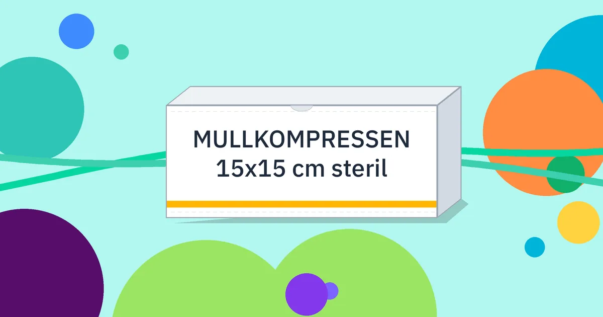 Symbolbild: Packung mit der Aufschrift MULLKOMPRESSEN 15x15 cm steril (PZN 01722646) – Verfügbarkeit und Bezug in Apotheken in Frankfurt am Main