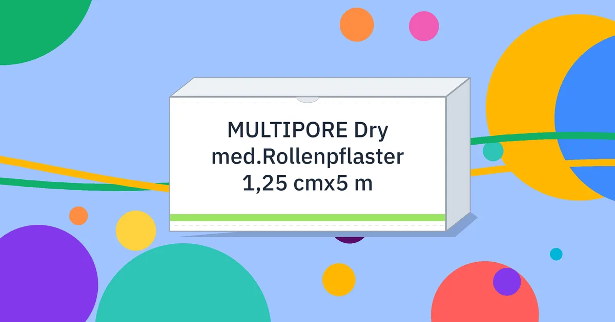 Symbolbild: Packung mit der Aufschrift MULTIPORE Dry med.Rollenpflaster 1,25 cmx5 m (PZN 12650424) – Verfügbarkeit und Bezug in Apotheken in Frankfurt am Main