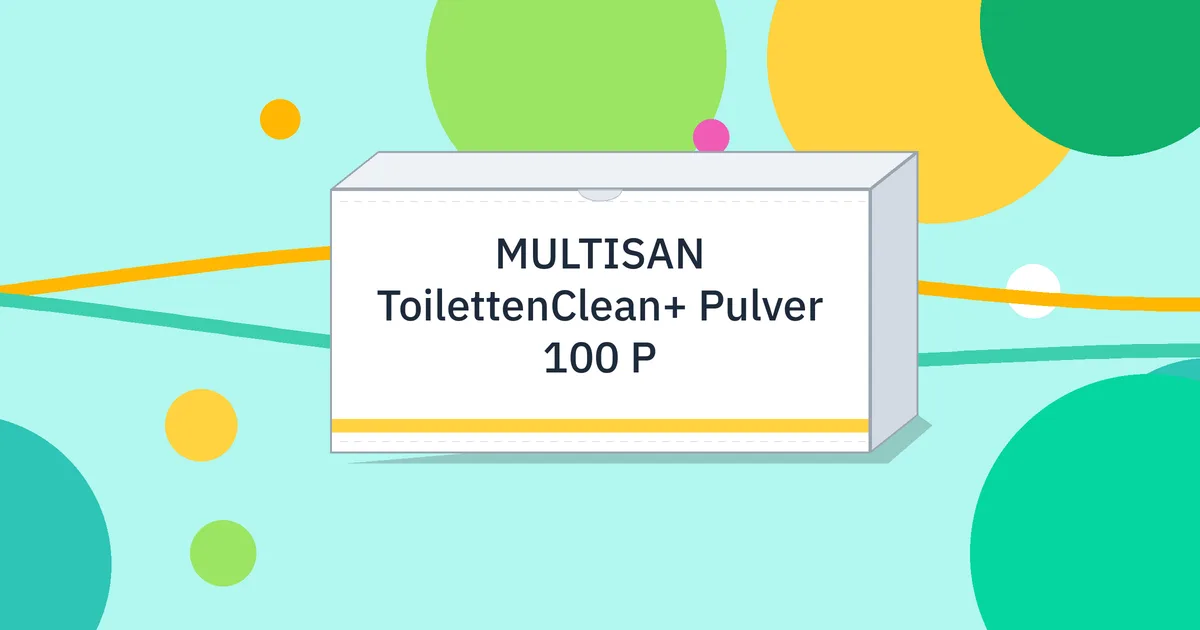 Symbolbild: Packung mit der Aufschrift MULTISAN ToilettenClean+ Pulver 100 P (PZN 15397167) – Verfügbarkeit und Bezug in Apotheken in Frankfurt am Main