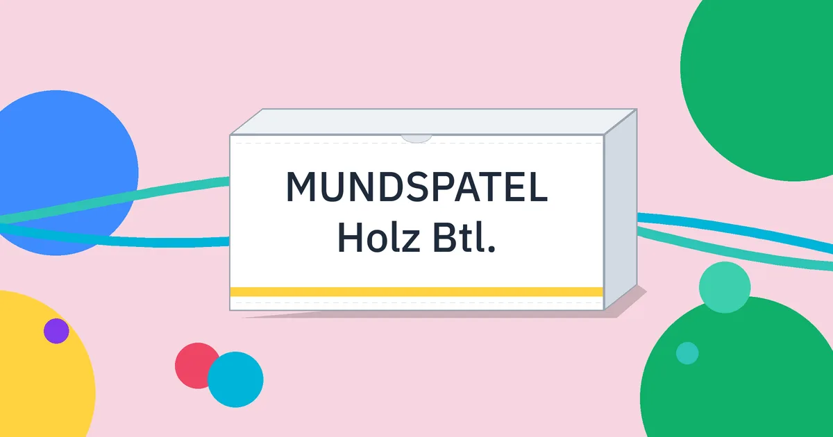 Symbolbild: Packung mit der Aufschrift MUNDSPATEL Holz Btl. (PZN 03903978) – Verfügbarkeit und Bezug in Apotheken in Frankfurt am Main