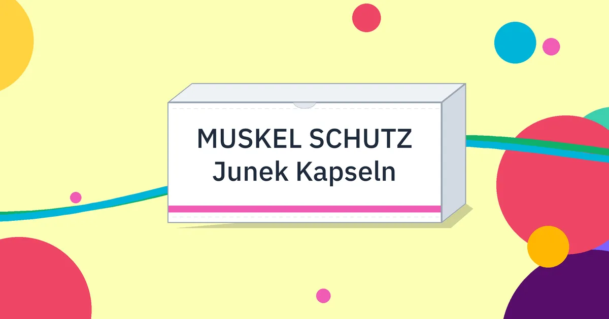 Symbolbild: Packung mit der Aufschrift MUSKEL SCHUTZ Junek Kapseln (PZN 10556477) – Verfügbarkeit und Bezug in Apotheken in Frankfurt am Main