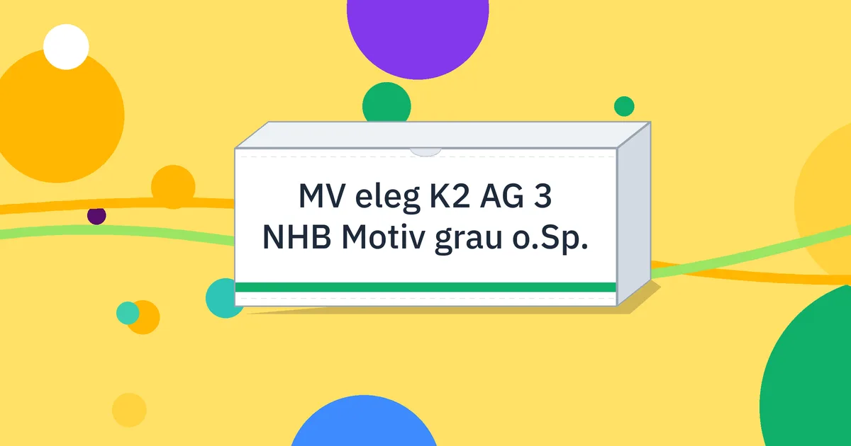 Symbolbild: Packung mit der Aufschrift MV eleg K2 AG 3 NHB Motiv grau o.Sp. (PZN 18929794) – Verfügbarkeit und Bezug in Apotheken in Frankfurt am Main