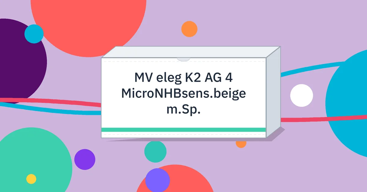 Symbolbild: Packung mit der Aufschrift MV eleg K2 AG 4 MicroNHBsens.beige m.Sp. (PZN 15724376) – Verfügbarkeit und Bezug in Apotheken in Frankfurt am Main