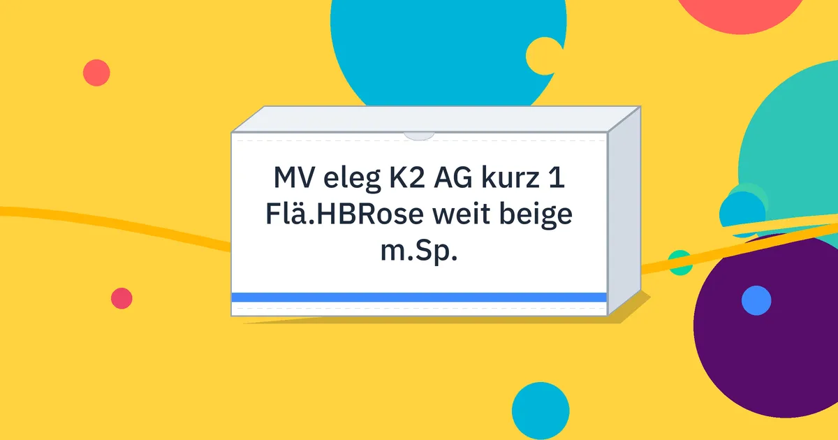 Symbolbild: Packung mit der Aufschrift MV eleg K2 AG kurz 1 Flä.HBRose weit beige m.Sp. (PZN 15706504) – Verfügbarkeit und Bezug in Apotheken in Frankfurt am Main