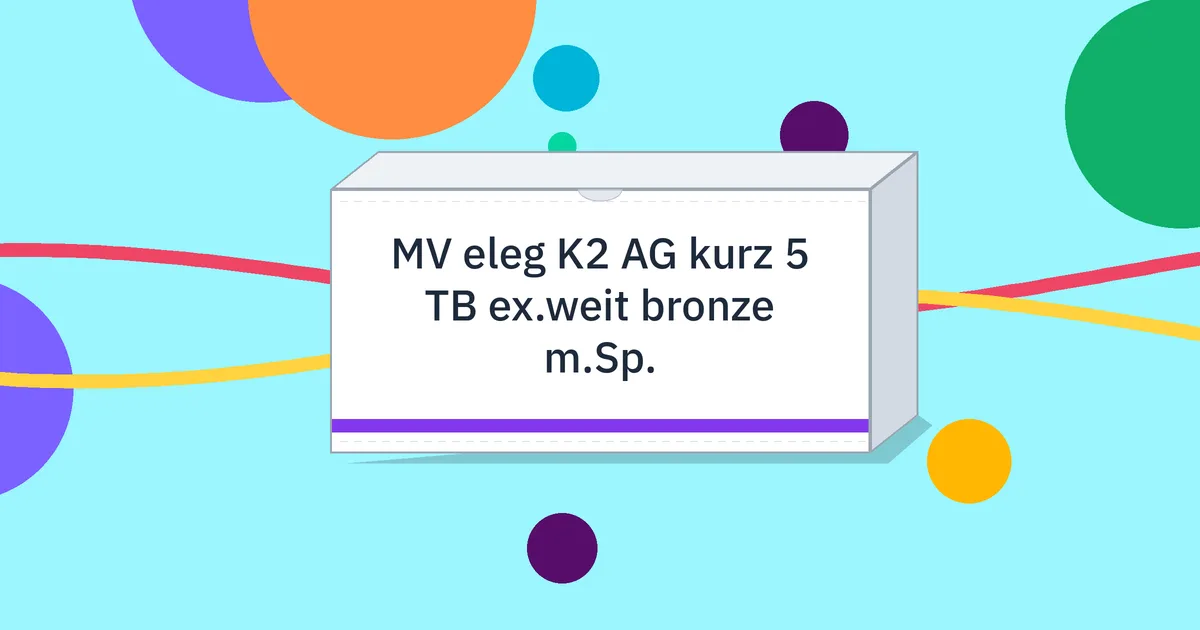 Symbolbild: Packung mit der Aufschrift MV eleg K2 AG kurz 5 TB ex.weit bronze m.Sp. (PZN 14717078) – Verfügbarkeit und Bezug in Apotheken in Frankfurt am Main