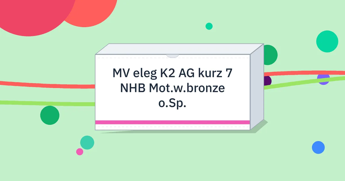 Symbolbild: Packung mit der Aufschrift MV eleg K2 AG kurz 7 NHB Mot.w.bronze o.Sp. (PZN 15712864) – Verfügbarkeit und Bezug in Apotheken in Frankfurt am Main