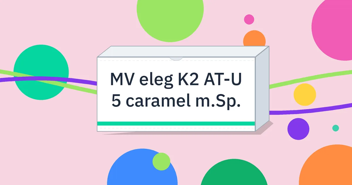Symbolbild: Packung mit der Aufschrift MV eleg K2 AT-U 5 caramel m.Sp. (PZN 00530241) – Verfügbarkeit und Bezug in Apotheken in Frankfurt am Main