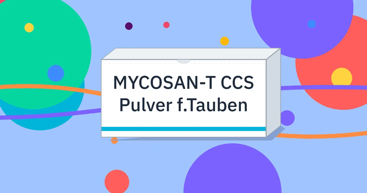 Symbolbild: Packung mit der Aufschrift MYCOSAN-T CCS Pulver f.Tauben (PZN 03443991) – Verfügbarkeit und Bezug in Apotheken in Frankfurt am Main