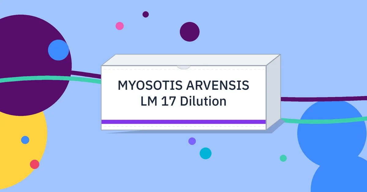 Symbolbild: Packung mit der Aufschrift MYOSOTIS ARVENSIS LM 17 Dilution (PZN 13612182) – Verfügbarkeit und Bezug in Apotheken in Frankfurt am Main