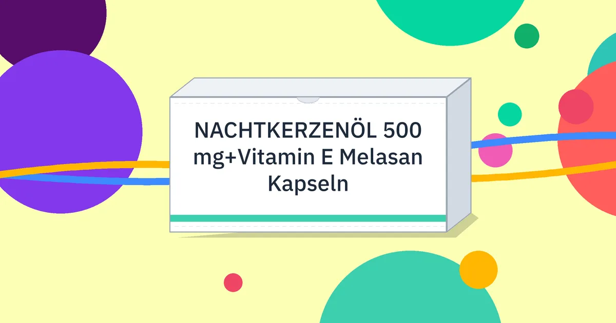Symbolbild: Packung mit der Aufschrift NACHTKERZENÖL 500 mg+Vitamin E Melasan Kapseln (PZN 08902765) – Verfügbarkeit und Bezug in Apotheken in Frankfurt am Main