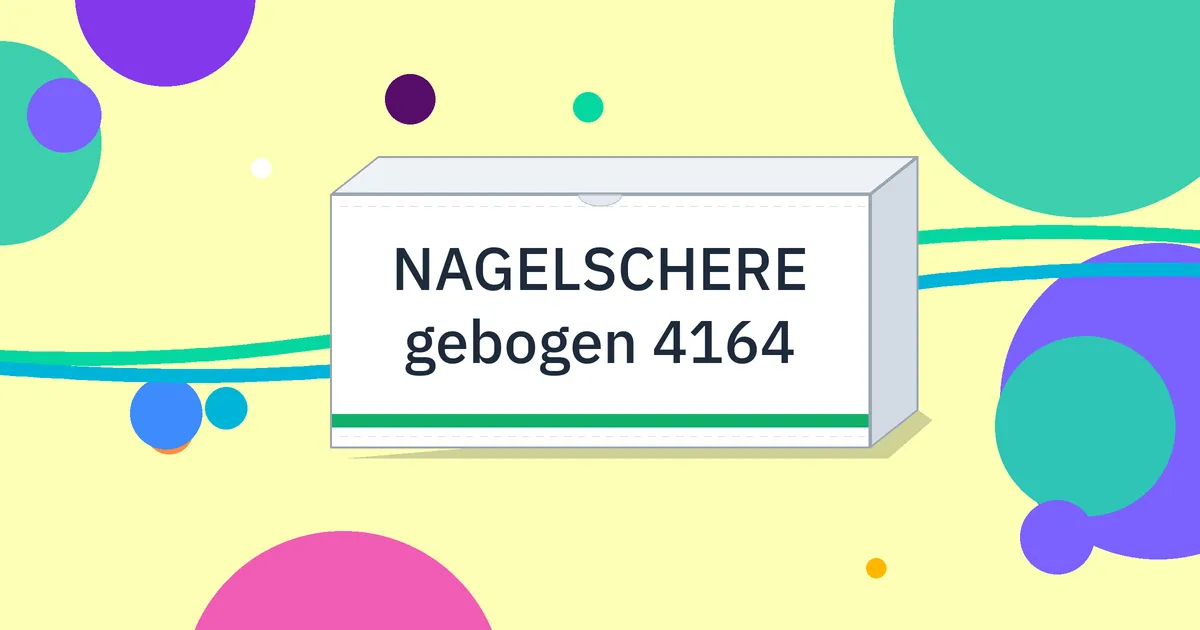 Symbolbild: Packung mit der Aufschrift NAGELSCHERE gebogen 4164 (PZN 08838777) – Verfügbarkeit und Bezug in Apotheken in Frankfurt am Main