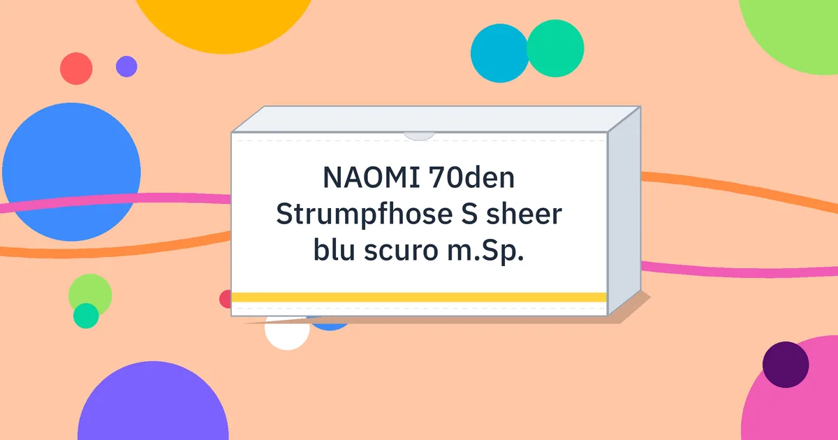 Symbolbild: Packung mit der Aufschrift NAOMI 70den Strumpfhose S sheer blu scuro m.Sp. (PZN 16179320) – Verfügbarkeit und Bezug in Apotheken in Frankfurt am Main