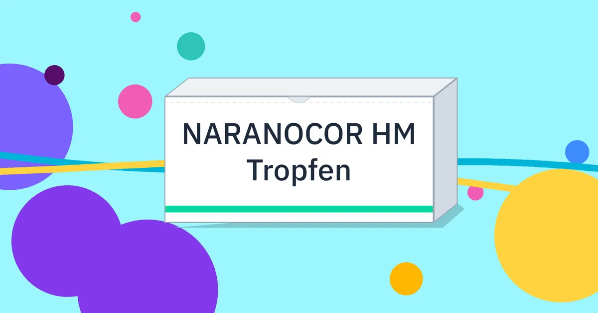 Symbolbild: Packung mit der Aufschrift NARANOCOR HM Tropfen (PZN 03161755) – Verfügbarkeit und Bezug in Apotheken in Frankfurt am Main